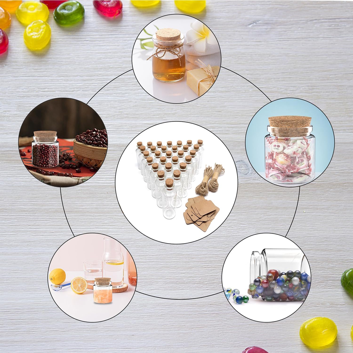 80 Pieces 20 ML Glass Bottles with Cork Stoppers Mini Small Glass Bottles, for Wedding Favors, Crafts Home Decorations