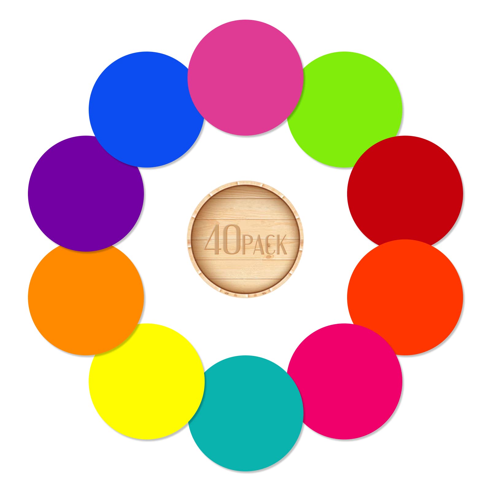 HOXHA 40Pcs 6 Inch Dry Erase Dots Circles, 10 Colors Removable Line Up Spots Set for Classroom Floor, Office, Home Table & Desk