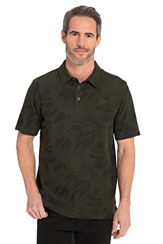 JP 1880 Menswear Big & Tall Plus Size L-8XL Polo shirt, short sleeve, piqué, floral print, concealed button band sea ​​green XXX-Large 815188441