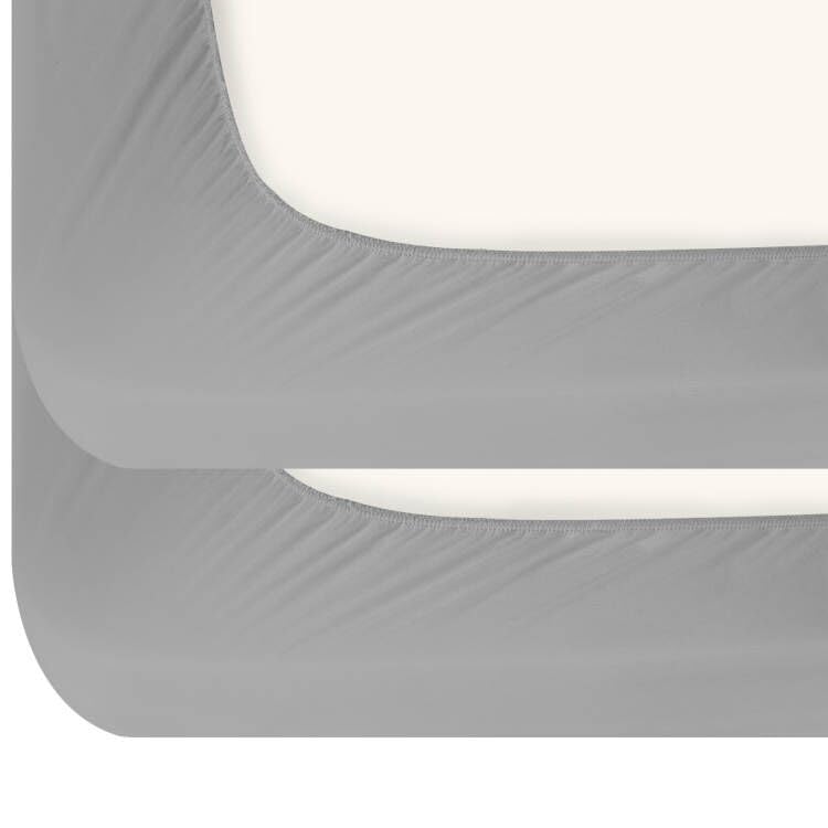Biloban Twin Fitted Sheet 2 Pack, Twin Bedding Fitted Sheets Only with Deep Pocket up to 14", Bottom Sheet, Shrinkage & Stain Resistant Bed Sheets, Wrinkle Free & Easy Care, Grey