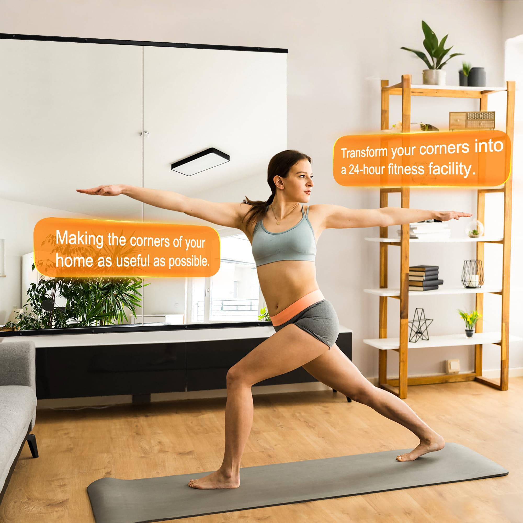 Delma Home Gym Mirror, 48''x24''x2PCS, Large Full Body Tempered Glass Frameless, Wall-Mounted for Gym, Yoga, Garage, Bedroom, Bathroom