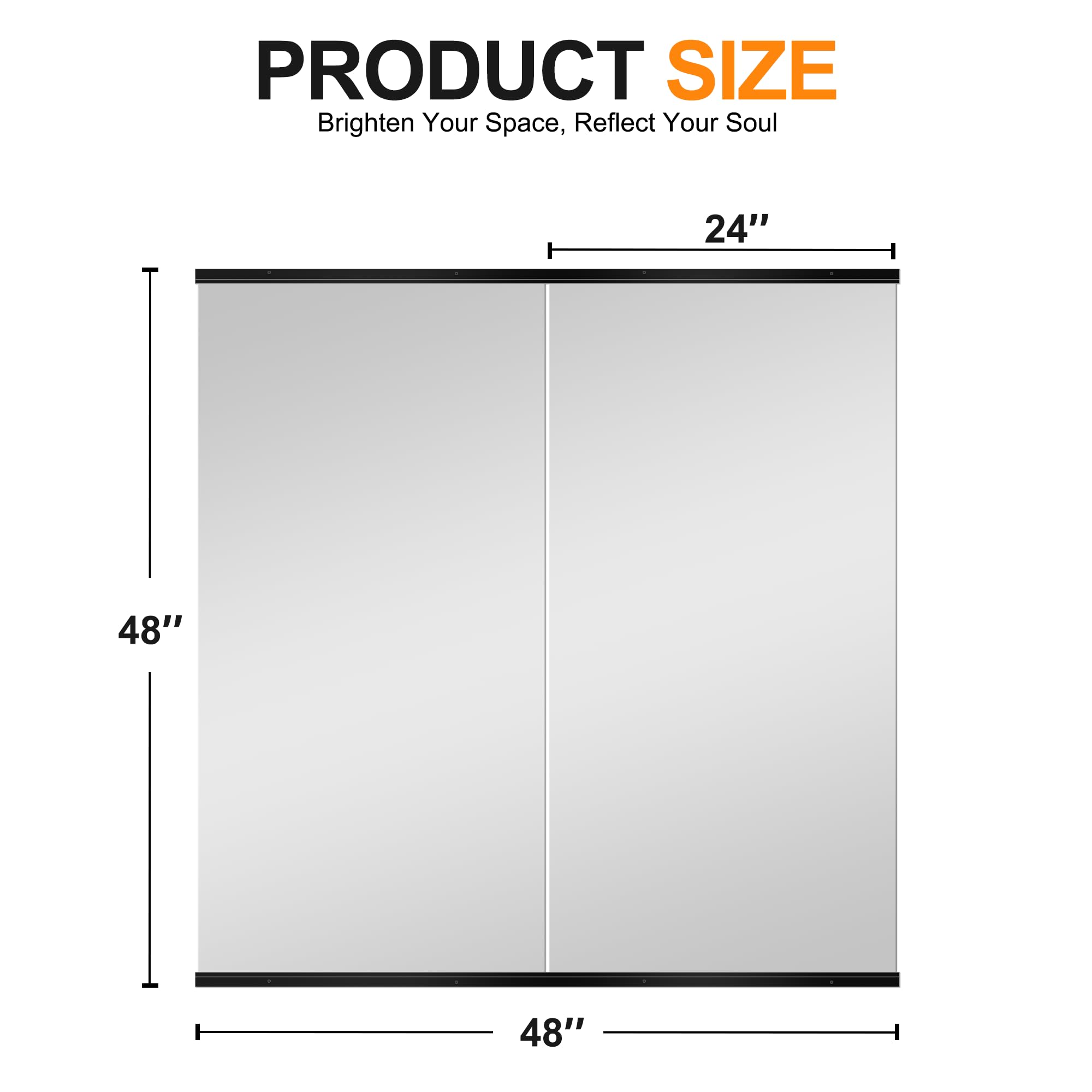 Delma Home Gym Mirror, 48''x24''x2PCS, Large Full Body Tempered Glass Frameless, Wall-Mounted for Gym, Yoga, Garage, Bedroom, Bathroom