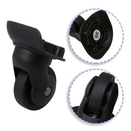 1 Pair Replacement Wheels 360 Swivel Suitcase Casters for Luggage Black (W293)