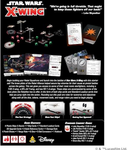 Star Wars X-Wing 2nd Edition Miniatures Game Rebel Alliance SQUADRON STARTER PACK - Strategy Game for Adults and Kids, Ages 14+, 2 Players, 45 Minute Playtime, Made by Atomic Mass Games