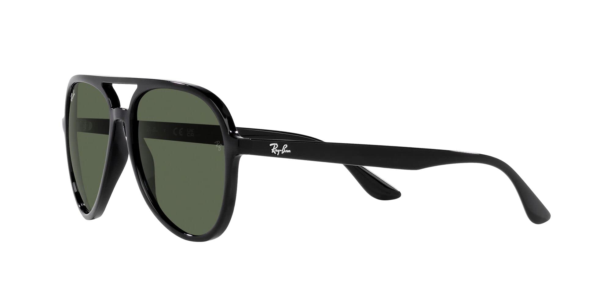 Ray-Ban RB4376 Aviator Sunglasses, Black/Dark Green, 57 mm