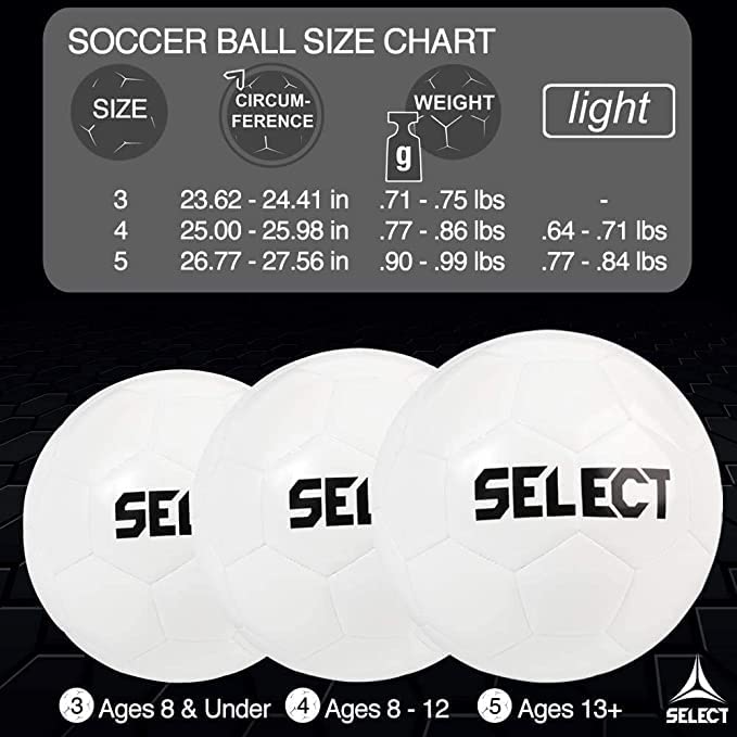 Select Club DB V22 Soccer Ball, 12-Ball Pack with Duffle Ball Bag and Hand Pump, White/Blue, Size 5