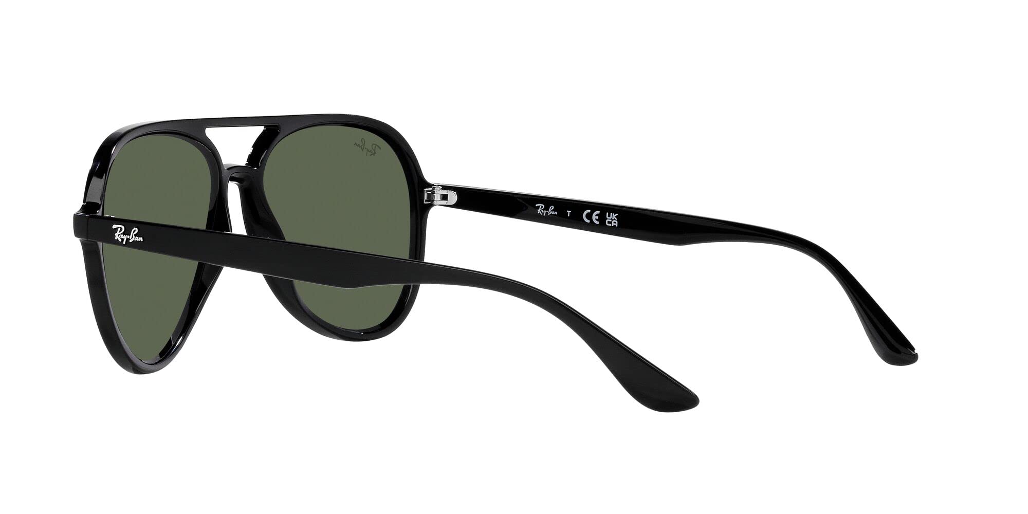 Ray-Ban RB4376 Aviator Sunglasses, Black/Dark Green, 57 mm