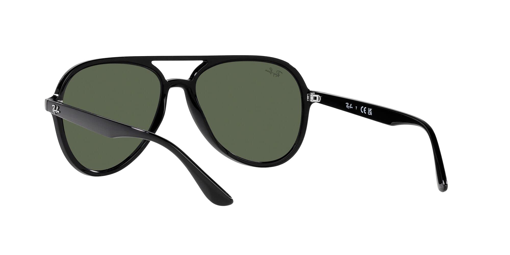 Ray-Ban RB4376 Aviator Sunglasses, Black/Dark Green, 57 mm