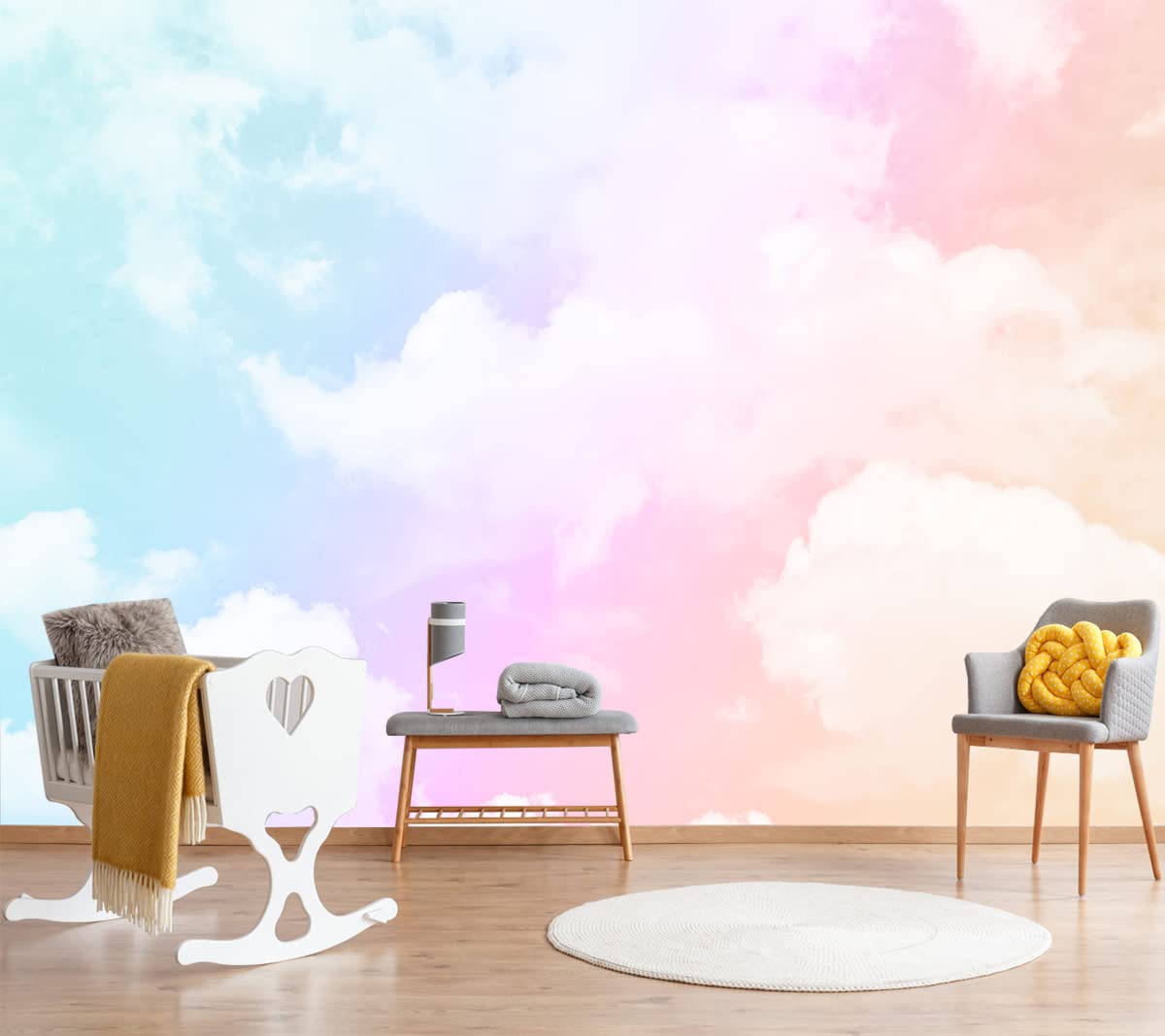 Reyhui Colorful Cloud Murals Fog Clouds Wallpaper Wall Mural for Bedroom Living Room
