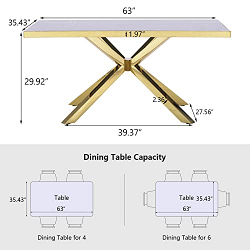 AZhome 5 Pieces Dining Table Set, Black and Gold Kitchen and Dining Room Sets for 4, Gold Metal X-Shaped Base Dining Table, Black Velvet Upholstered Dining Chairs with Gold Stainless Steel Legs