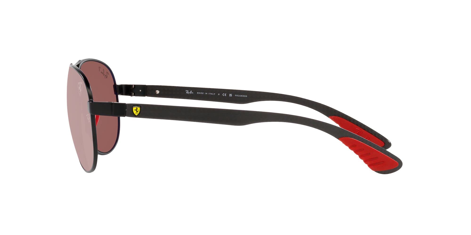 Ray-Ban RB8331M Scuderia Ferrari Collection Aviator Sunglasses, Matte Black/Purple Mirrored Silver Polarized, 61 mm