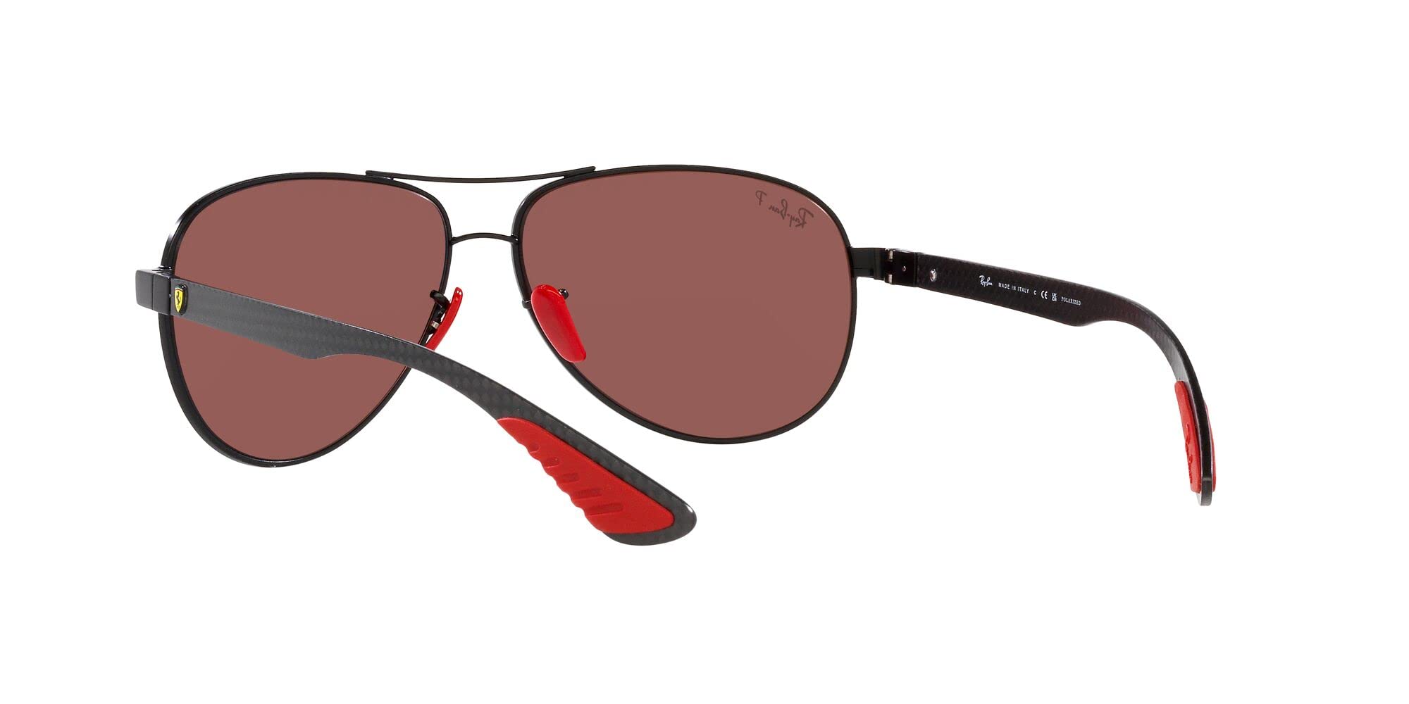 Ray-Ban RB8331M Scuderia Ferrari Collection Aviator Sunglasses, Matte Black/Purple Mirrored Silver Polarized, 61 mm