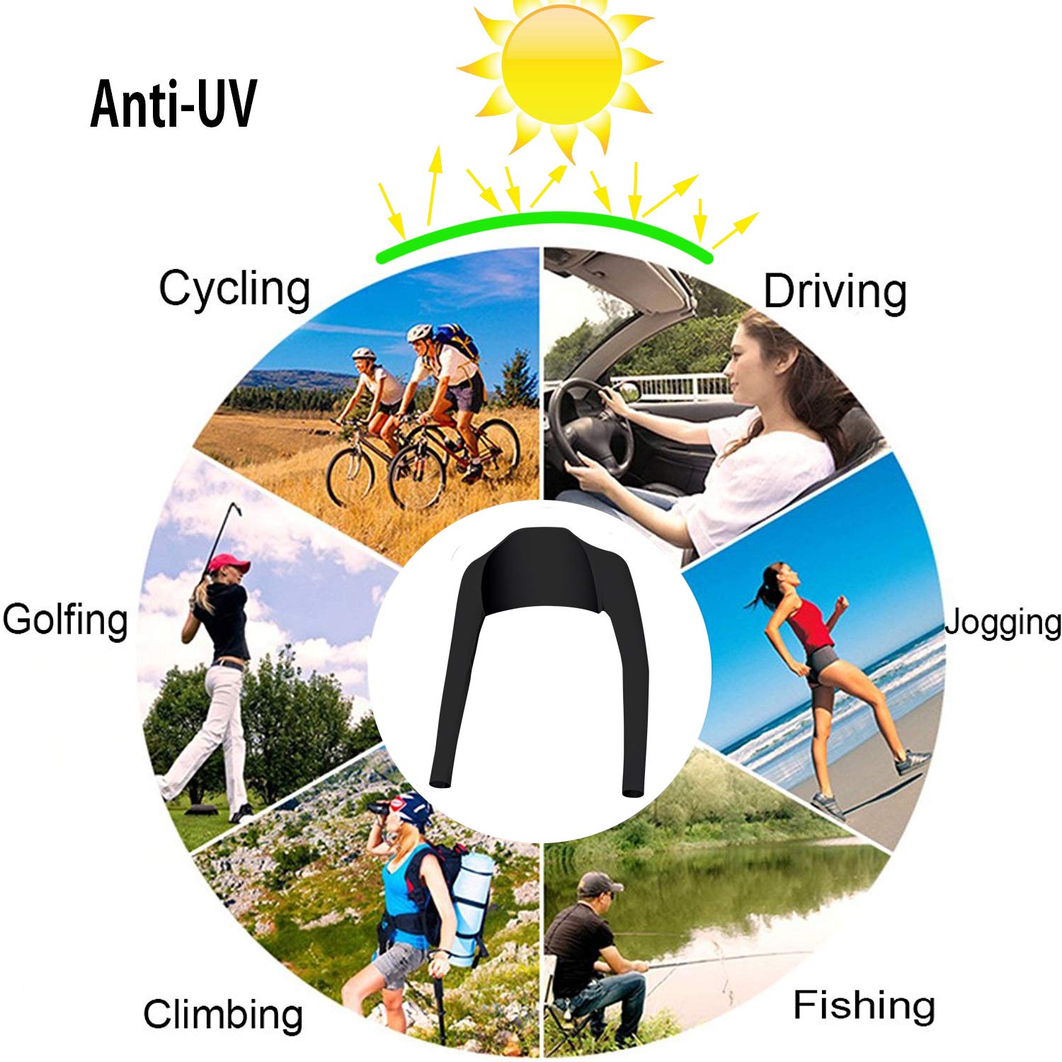 Hairwilly Cooling Shawl Arm Sleeve with Finger Hole Sun Protection Comfortable & Breathable for Women Men for Golfing,Riding,Driving