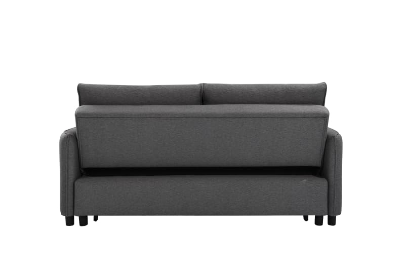 74.5" W Futon Loveseat W/Pull Out Sleeper Couch Bed and 2 Pillows,3 in 1 Reclining Backrest Love Seat Convertible Queen Size Sleeper&Sofabed for Home Apartment Office Living Room