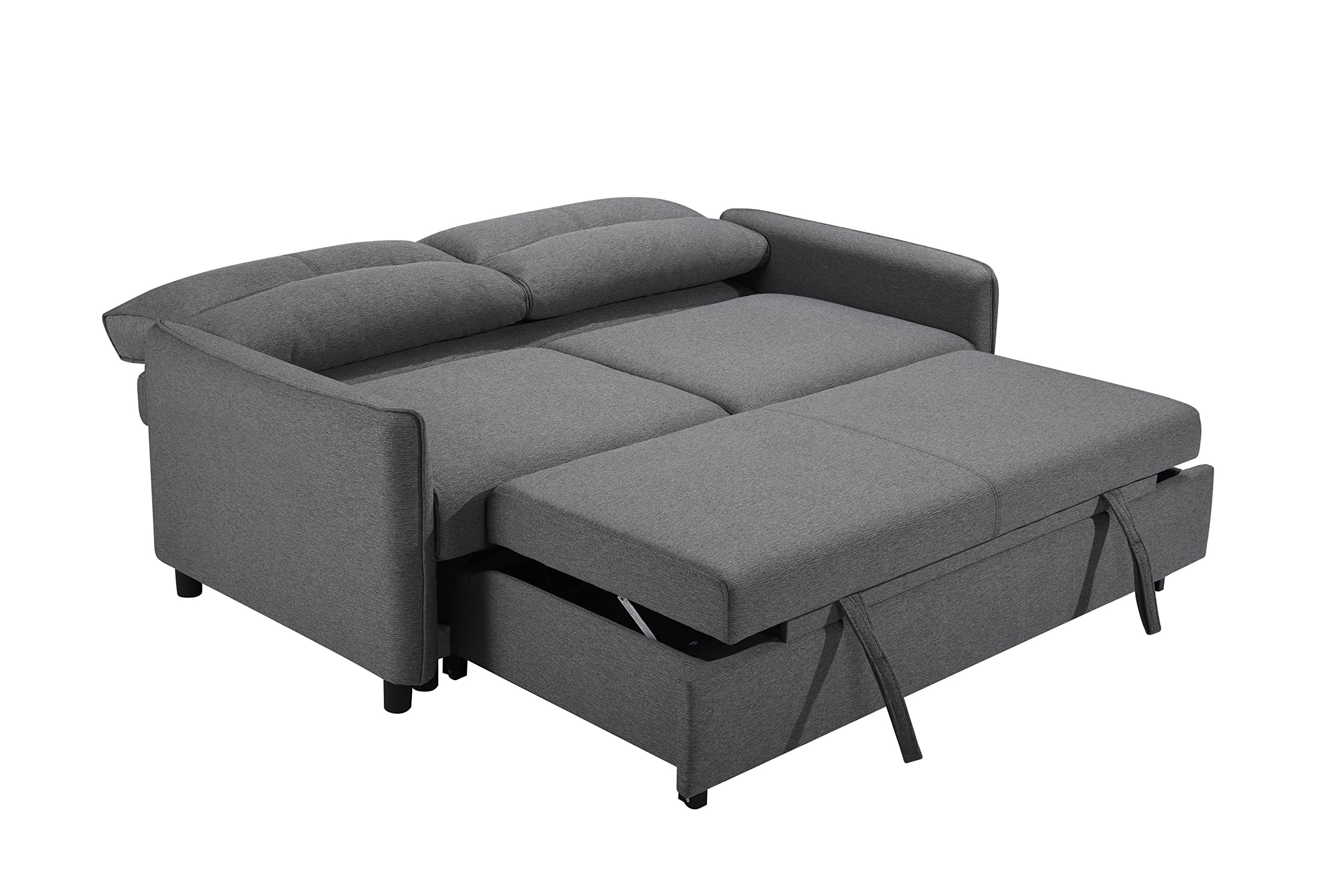 74.5" W Futon Loveseat W/Pull Out Sleeper Couch Bed and 2 Pillows,3 in 1 Reclining Backrest Love Seat Convertible Queen Size Sleeper&Sofabed for Home Apartment Office Living Room