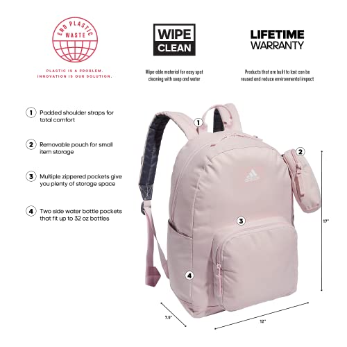 adidas Everyday Backpack, Clear Pink/White, One Size