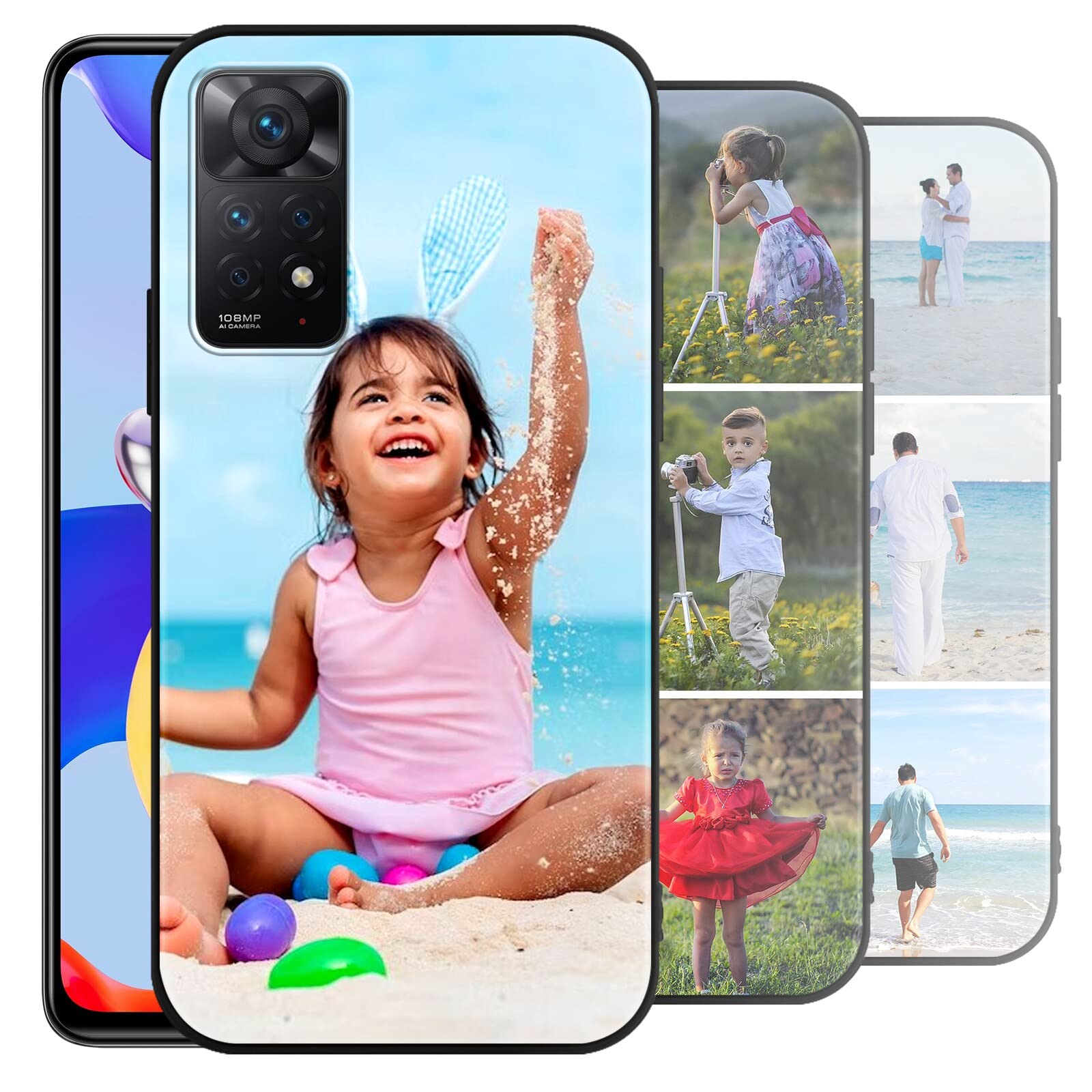 Eouine Custom Phone Case for Xiaomi Redmi Note 11 Pro(4G/5G) 2022 (6.67") - Personalized Picture Phone Cases Black Customizable Case Customize Photo Text Design Cover - Customized Your Own Phone Case