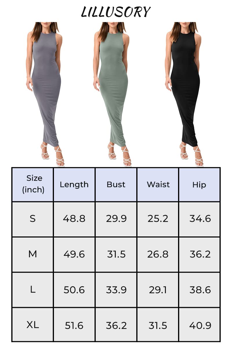 LILLUSORY Backless Maxi Dress Women's 2023 Spring Summer Casual Long Tank Dresses Sexy Basic Bodycon Party Dress Pink