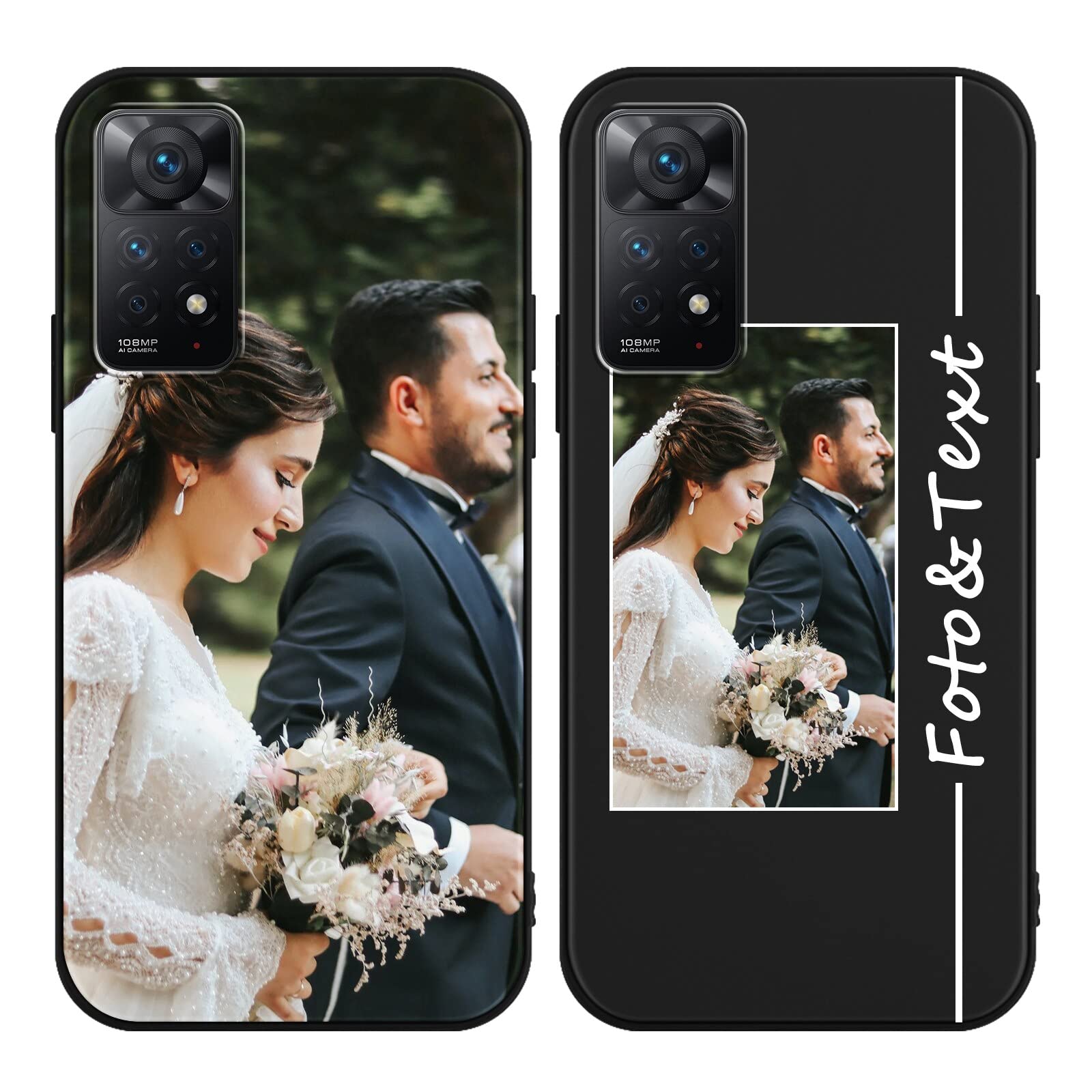 Eouine Custom Phone Case for Xiaomi Redmi Note 11 Pro（4G/5G） 2022 (6.67") - Personalized Picture Phone Cases Black Customizable Case Customize Photo Text Design Cover - Customized Your Own Phone Case