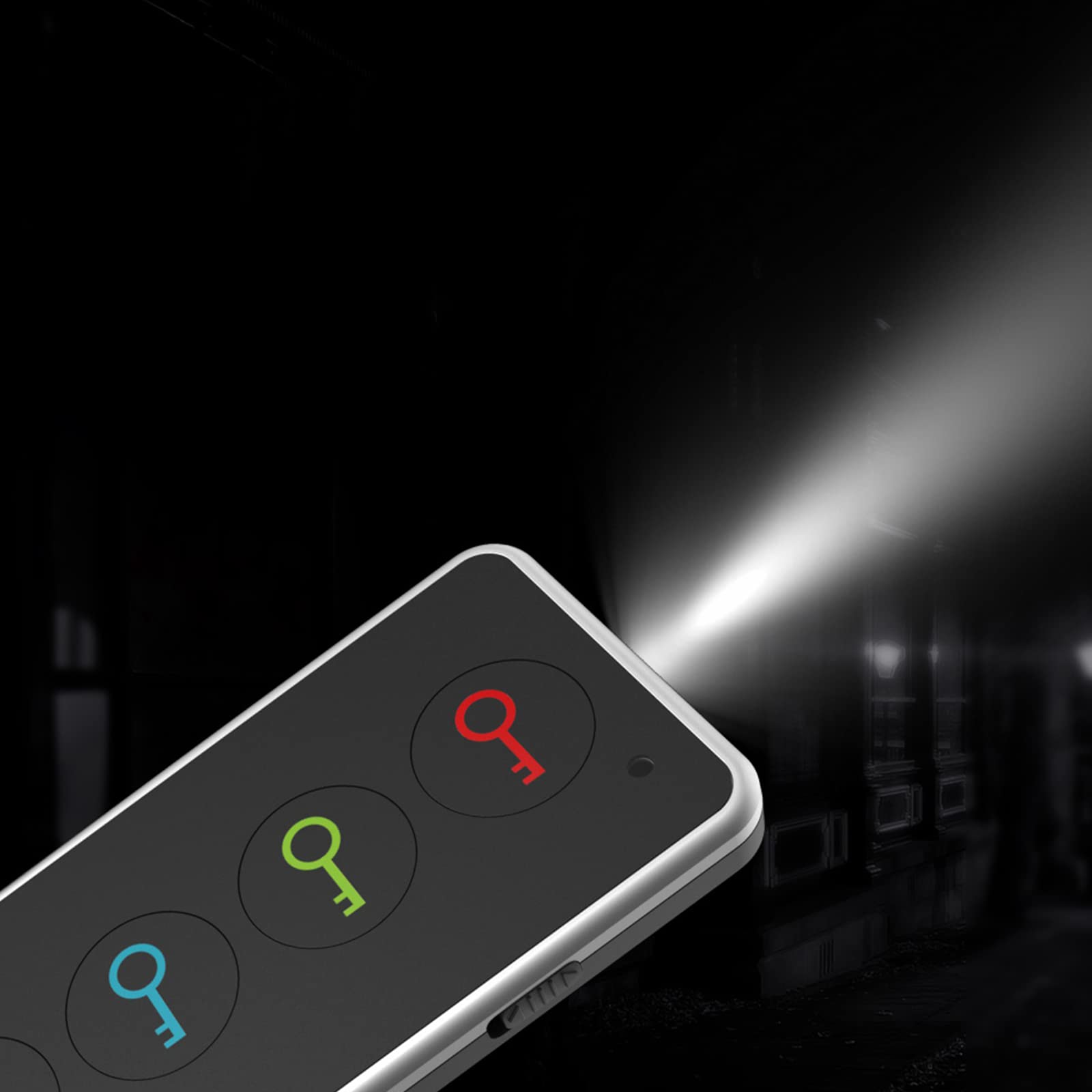 MYLAIM Wireless Key Finder with LED Light (131ft Range) - Easy-to-Use for Seniors - Locate Keys, Phones, Wallets, and TV Remotes - 4 Receivers, No App Required - Includes Batteries.