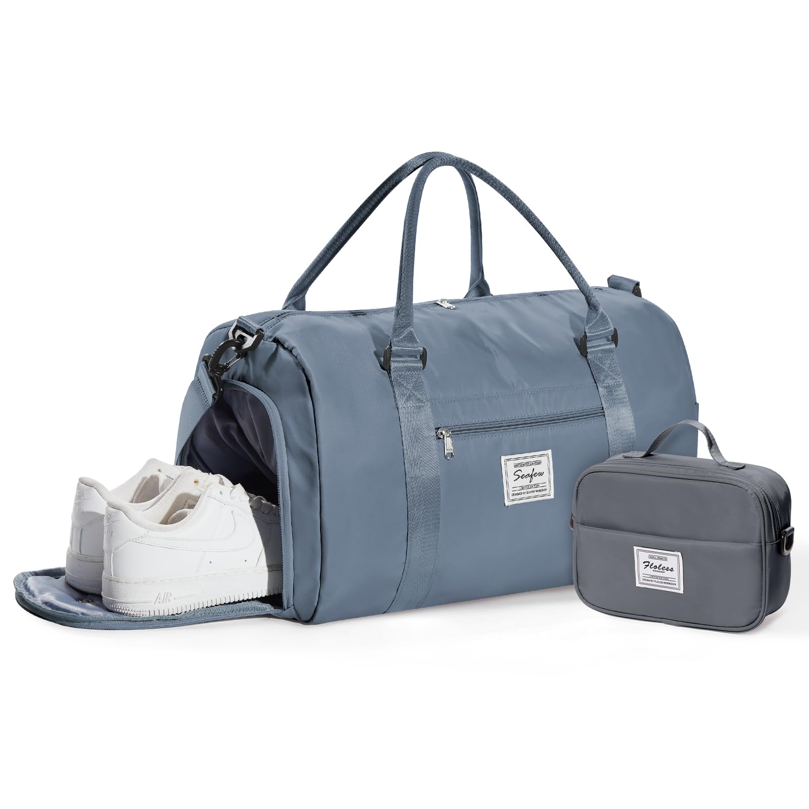 Gym Bag Womens Mens with Shoes Compartment and Wet Pocket Travel Duffel Bags for Women for Plane Sport Gym Tote Bag with Toiletry Bags Waterproof Weekend Overnight Carry on Bag Hospital Holdalls