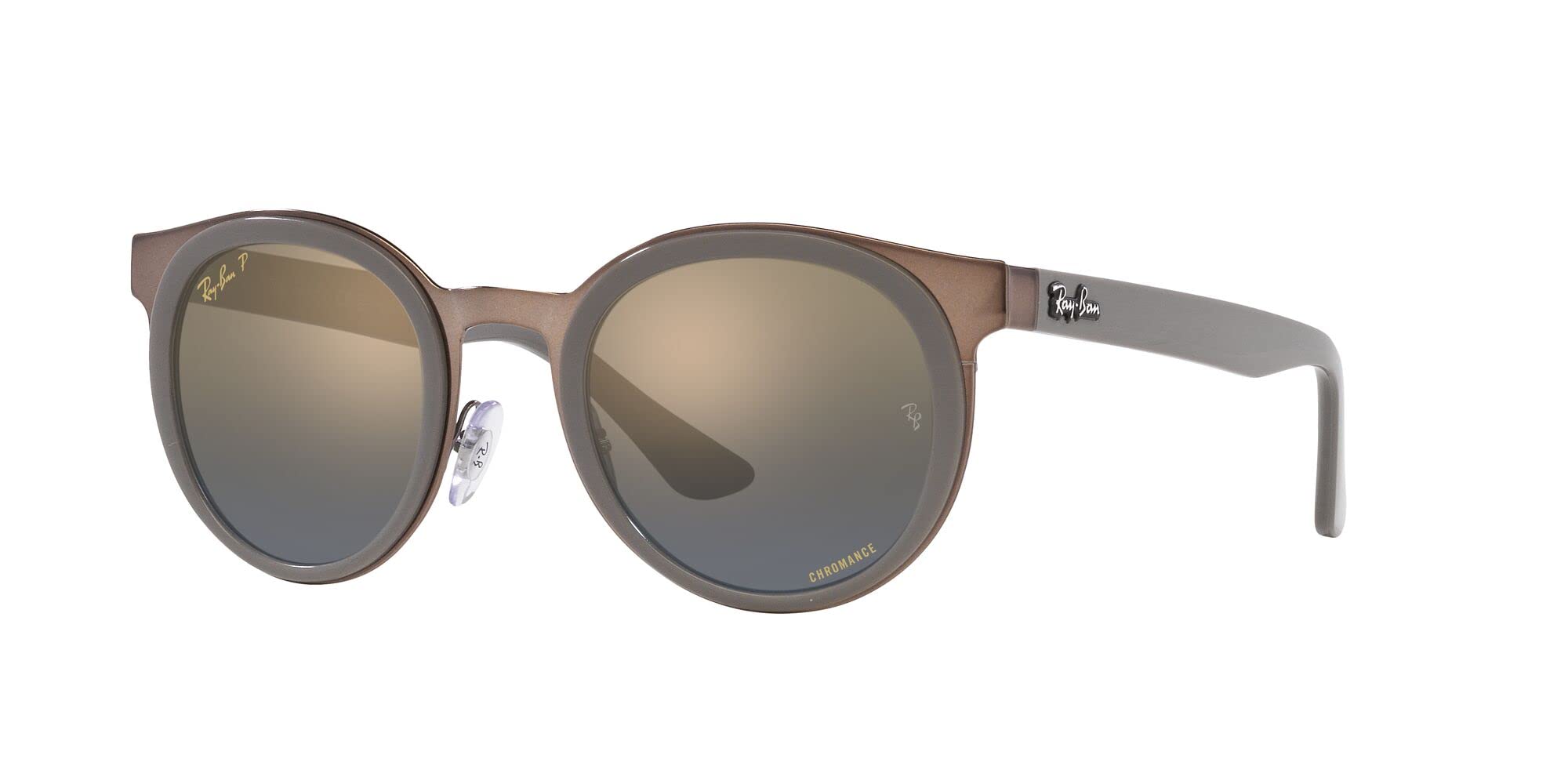 Ray-Ban RB3710 Bonnie Round Sunglasses, Grey on Copper/Grey Gradient Dark Blue Polarized, 50 mm
