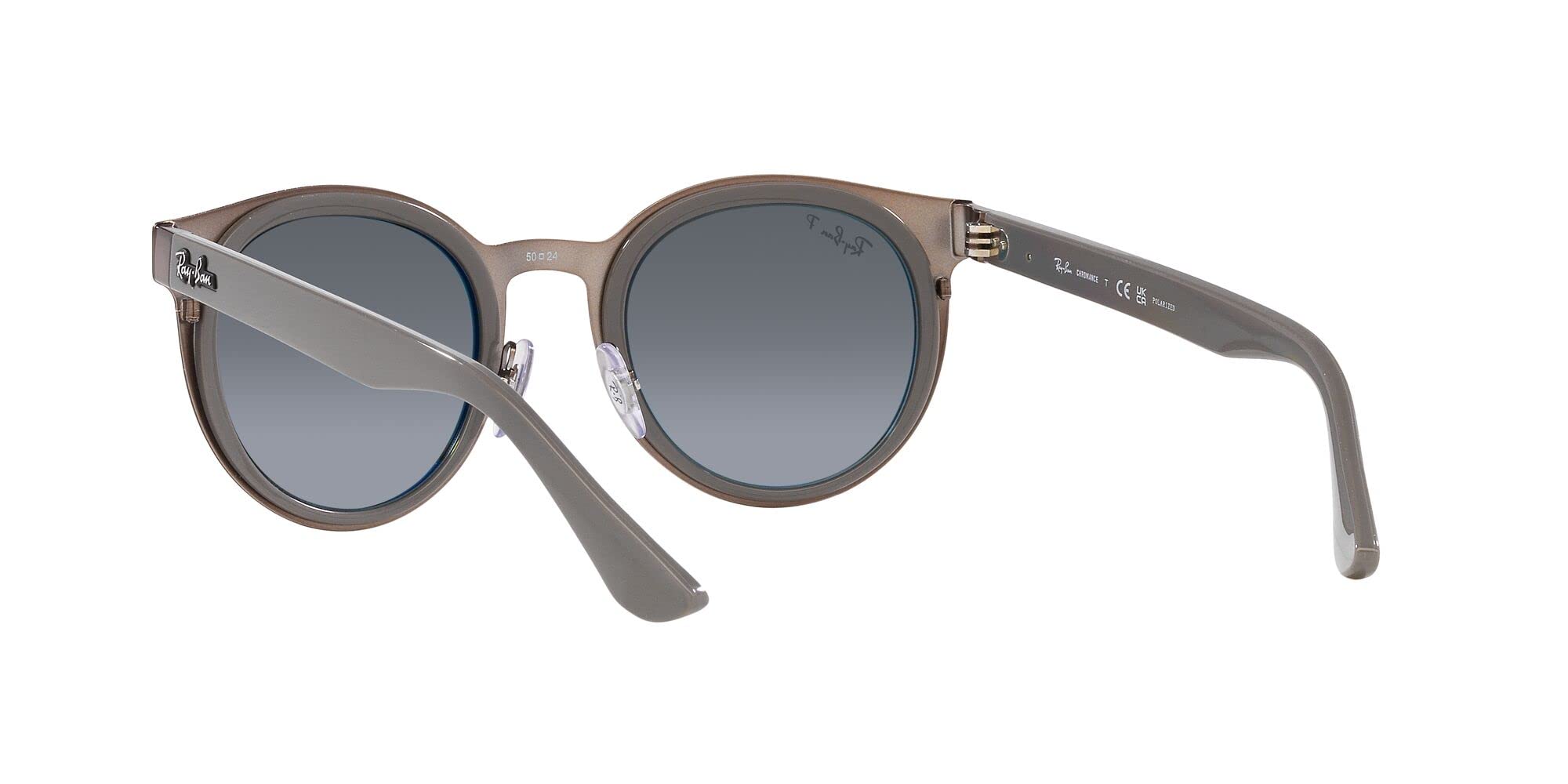 Ray-Ban RB3710 Bonnie Round Sunglasses, Grey on Copper/Grey Gradient Dark Blue Polarized, 50 mm