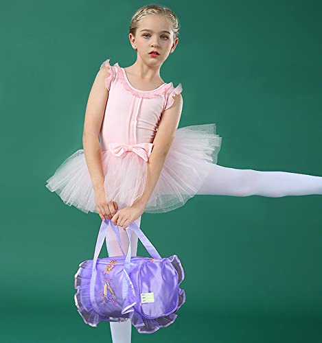 PAOTIT Girls Ballet Dance Backpack Personality Tutu Shoes Duffel Bags Ballerina Backpack (02 Purple)