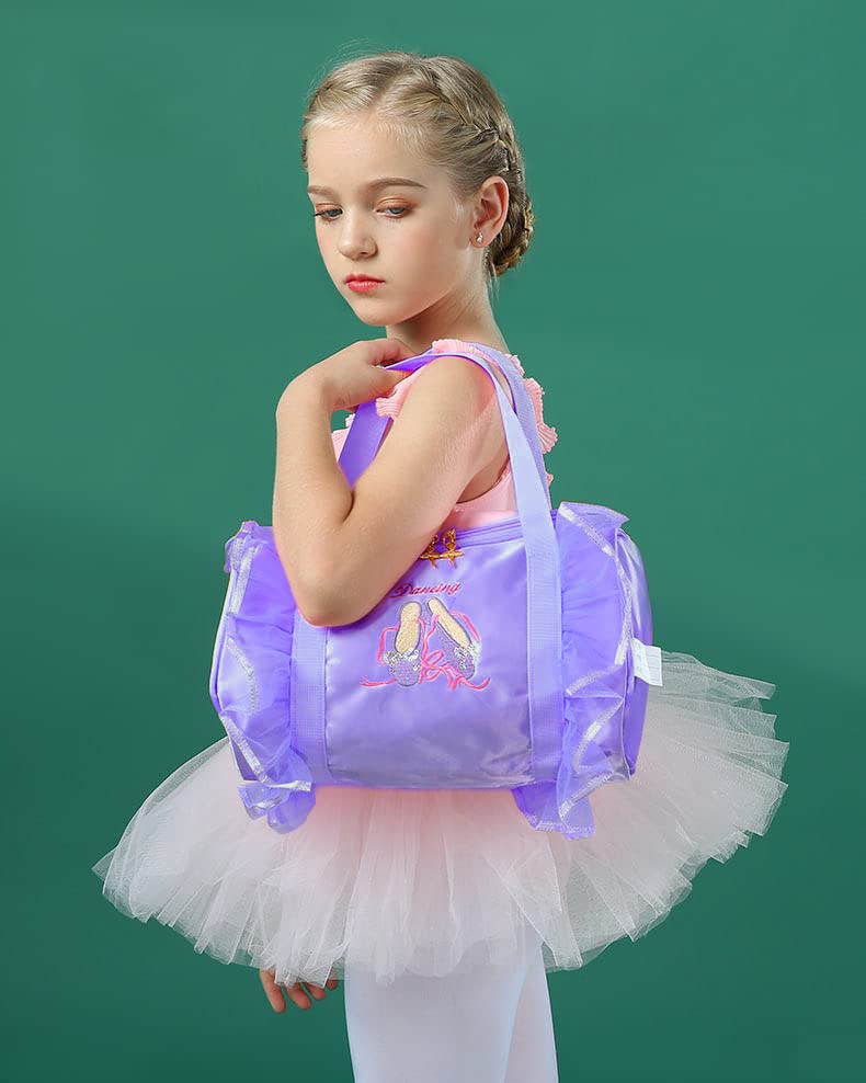 PAOTIT Girls Ballet Dance Backpack Personality Tutu Shoes Duffel Bags Ballerina Backpack (02 Purple)