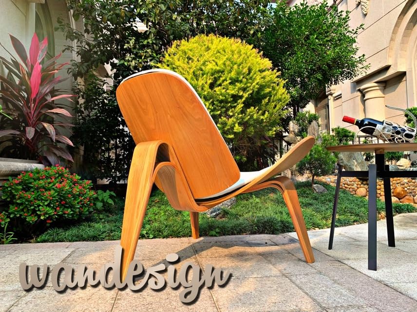 Kleanbe Mid-Century Modern Leather Shell Chair (White)