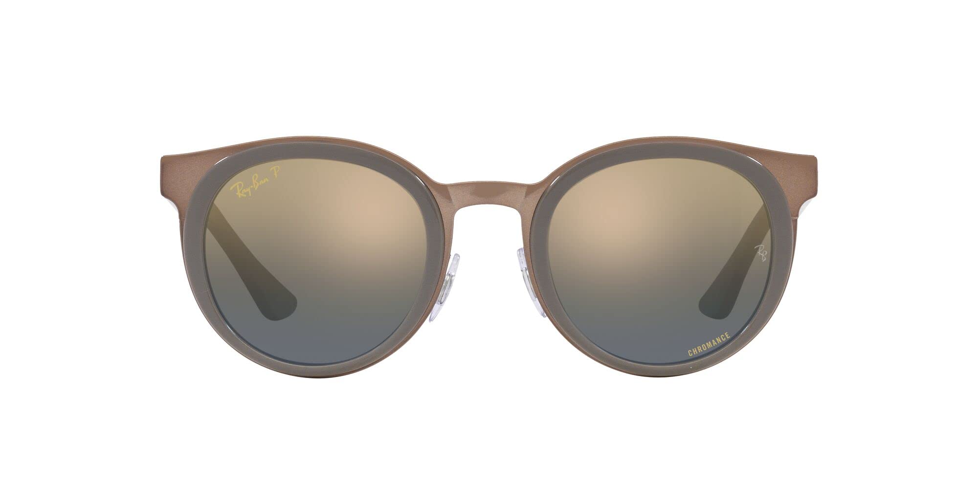 Ray-Ban RB3710 Bonnie Round Sunglasses, Grey on Copper/Grey Gradient Dark Blue Polarized, 50 mm