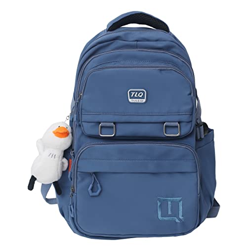 MeganJDesigns Cute Aesthetic Backpack for Teens Girls Boys College High Middle School Student Lightweight Book Bag Casual Kawaii Daypacks (B-Blue Aesthetic Backpack)