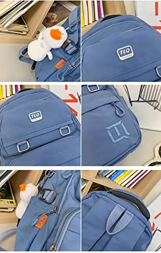 MeganJDesigns Cute Aesthetic Backpack for Teens Girls Boys College High Middle School Student Lightweight Book Bag Casual Kawaii Daypacks (B-Blue Aesthetic Backpack)