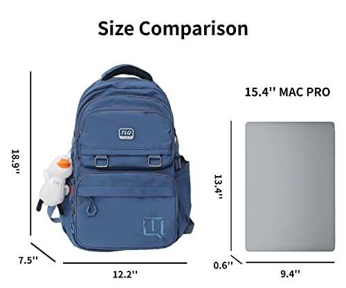 MeganJDesigns Cute Aesthetic Backpack for Teens Girls Boys College High Middle School Student Lightweight Book Bag Casual Kawaii Daypacks (B-Blue Aesthetic Backpack)