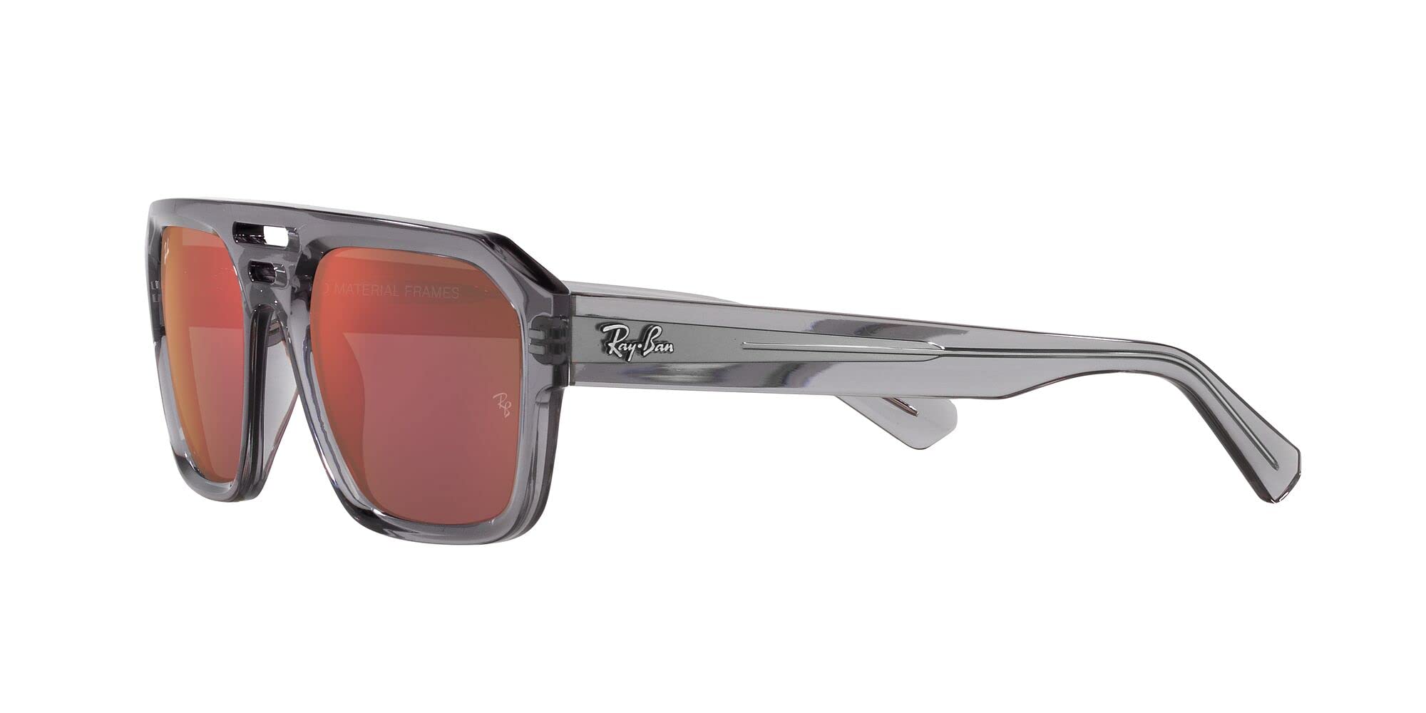 Ray-Ban RB4397 Corrigan Square Sunglasses, Transparent Grey/Dark Violet Mirrored Red, 54 mm