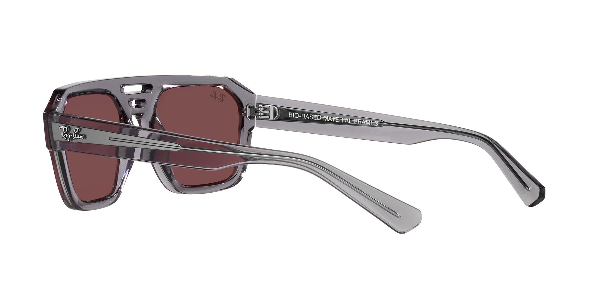 Ray-Ban RB4397 Corrigan Square Sunglasses, Transparent Grey/Dark Violet Mirrored Red, 54 mm