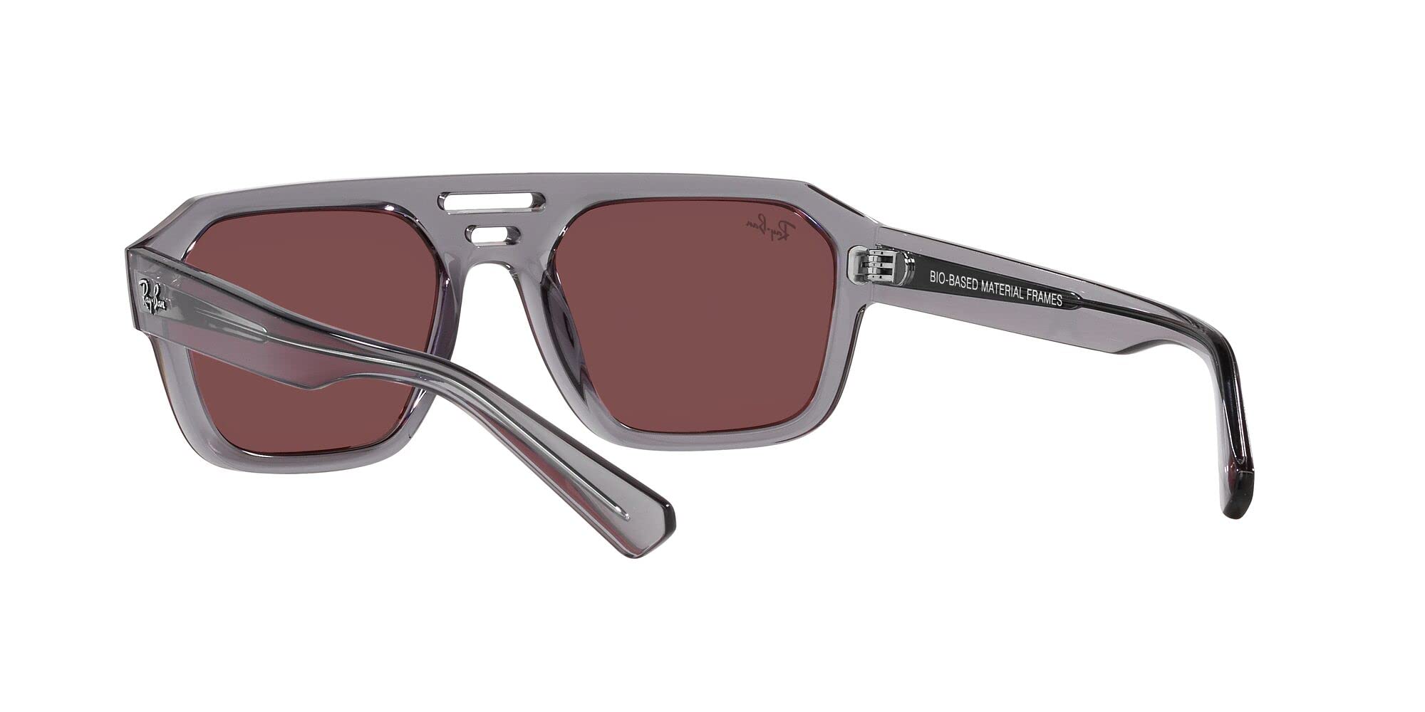 Ray-Ban RB4397 Corrigan Square Sunglasses, Transparent Grey/Dark Violet Mirrored Red, 54 mm