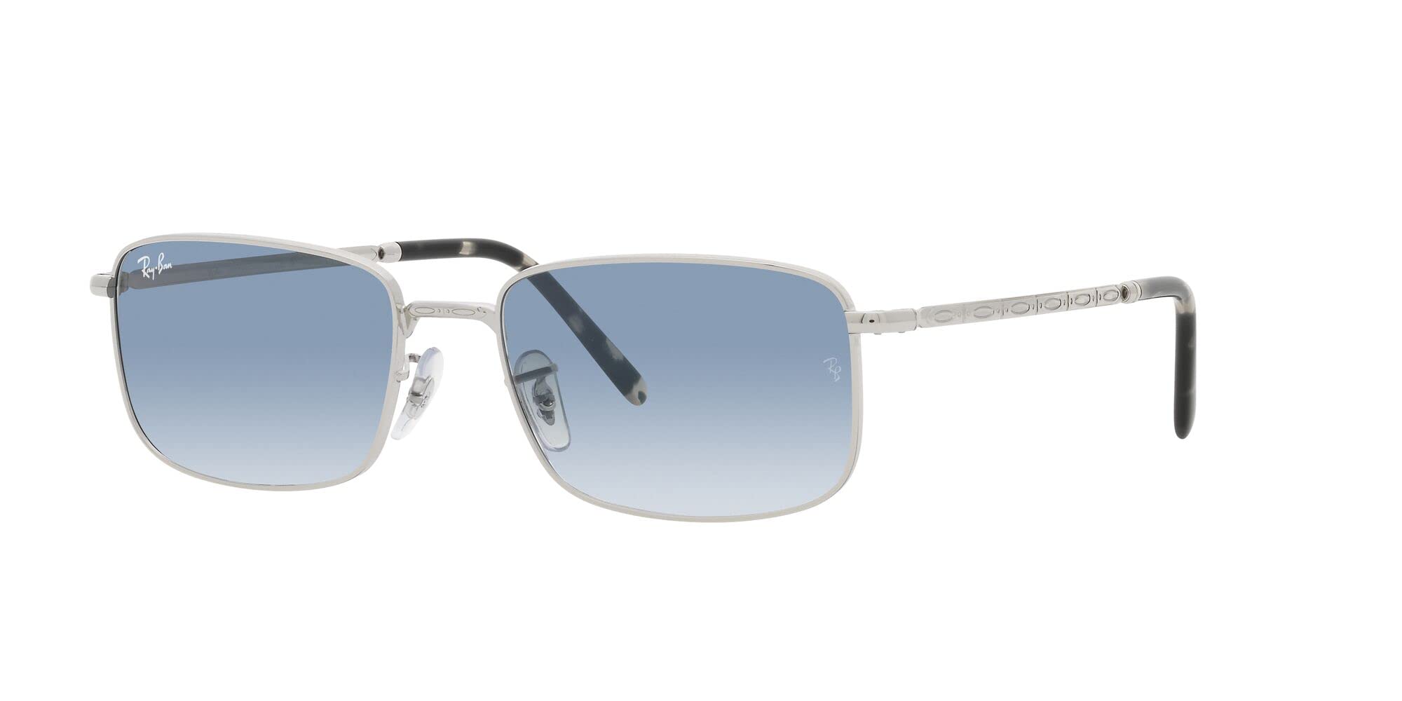 Ray-Ban RB3717 Rectangular Sunglasses, Silver/Clear Gradient Blue, 57 mm