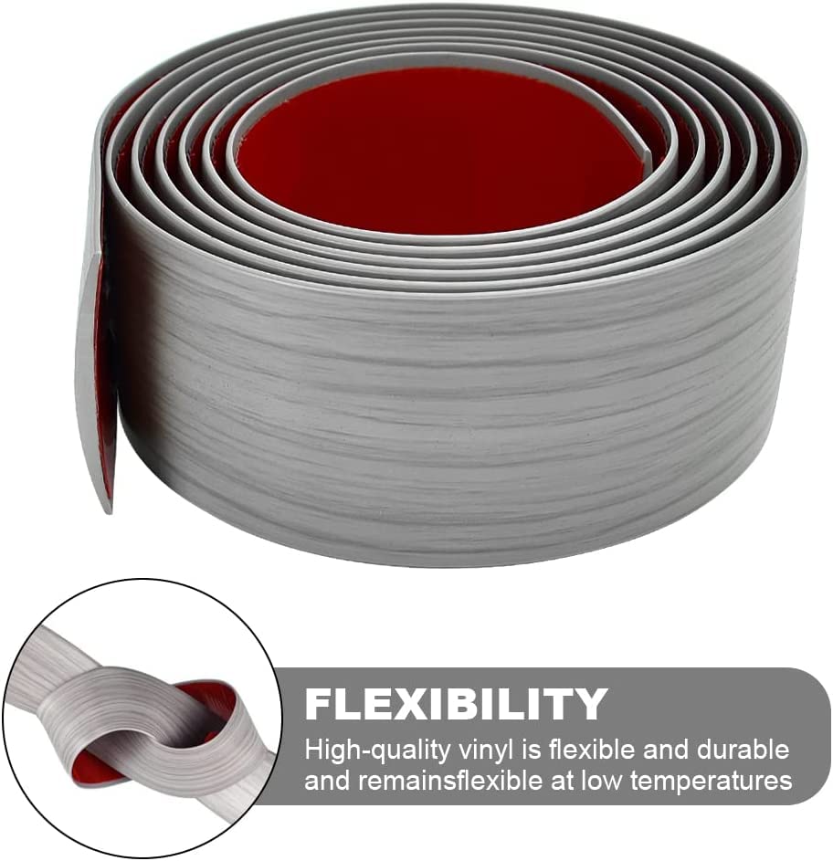 Floor Transition Strip Floor Cover Strips Self Adhesive Flooring Transitions Laminate Floor Strip 2" Wide Vinyl Floor Flat Divider Strip Elegant Wood Grain Design (Grey, 5cm, 10Ft)