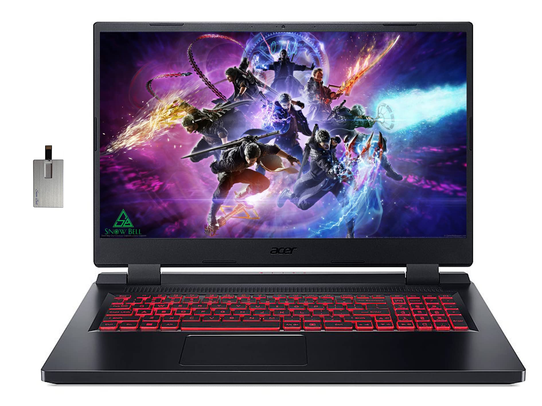acer 2022 Nitro 5 17.3" FHD 144Hz IPS Gaming Laptop, Intel Core i5-12500H, 16GB RAM, 512GB PCIe SSD, Backlit, NVIDIA GeForce RTX 3050, Win11 Pro, Black, 32GB SnowBell USB Card
