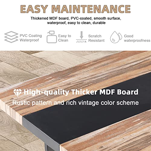 STHOUYN 71" 6ft Large Dinner Table for 6 8 Seat Dining Room Table, Rectangular Farmhouse Modern Kitchen Long Black & Brown Industrial Conference (Brown)