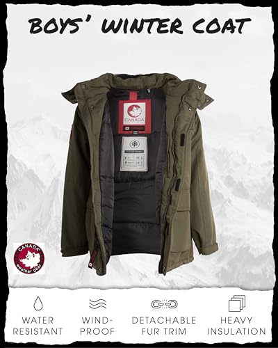 CANADA WEATHER GEAR Boys Winter Coat - Heavyweight Parka Ski Jacket (8-20)
