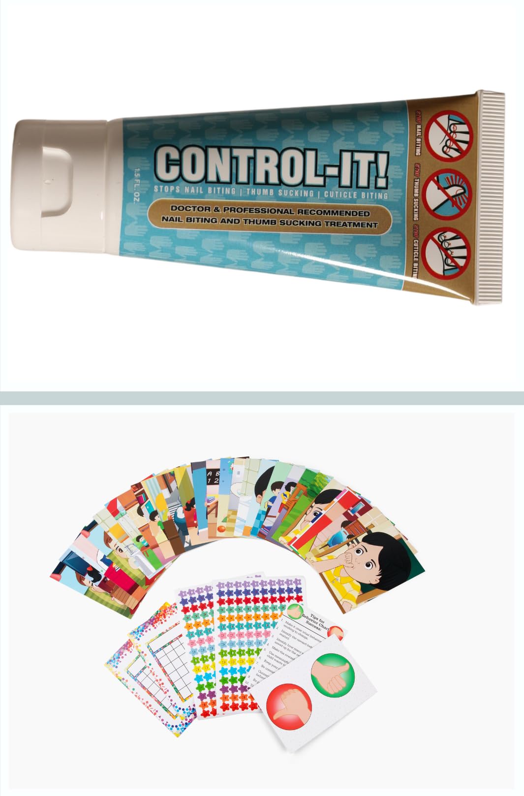 Control-It Natural Nail Biting & Thumb Sucking Solution | 100% Natural Kid Safe Bitter Taste Deterrent | Gentle on Skin, Teeth, Nails | Kids, Adults & Teens | 21 Consecutive Days To See Results