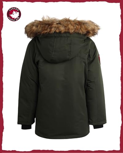 CANADA WEATHER GEAR Boys' Winter Jacket - Heavyweight Teflon Canvas Parka Coat – Winter Ski Jacket (Size: 8-20), Size 18-20, Olive Green