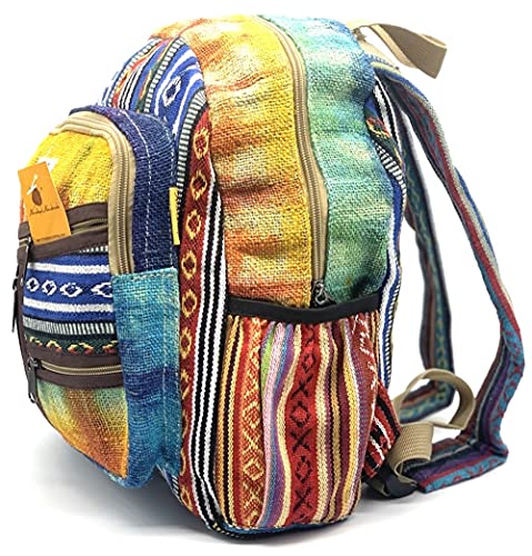 Unique design Himalaya Hemp Backpack Small Backpack Hippie Backpack Festival Backpack Hiking & Tablet Backpack FAIR TRADE Handmade with Love