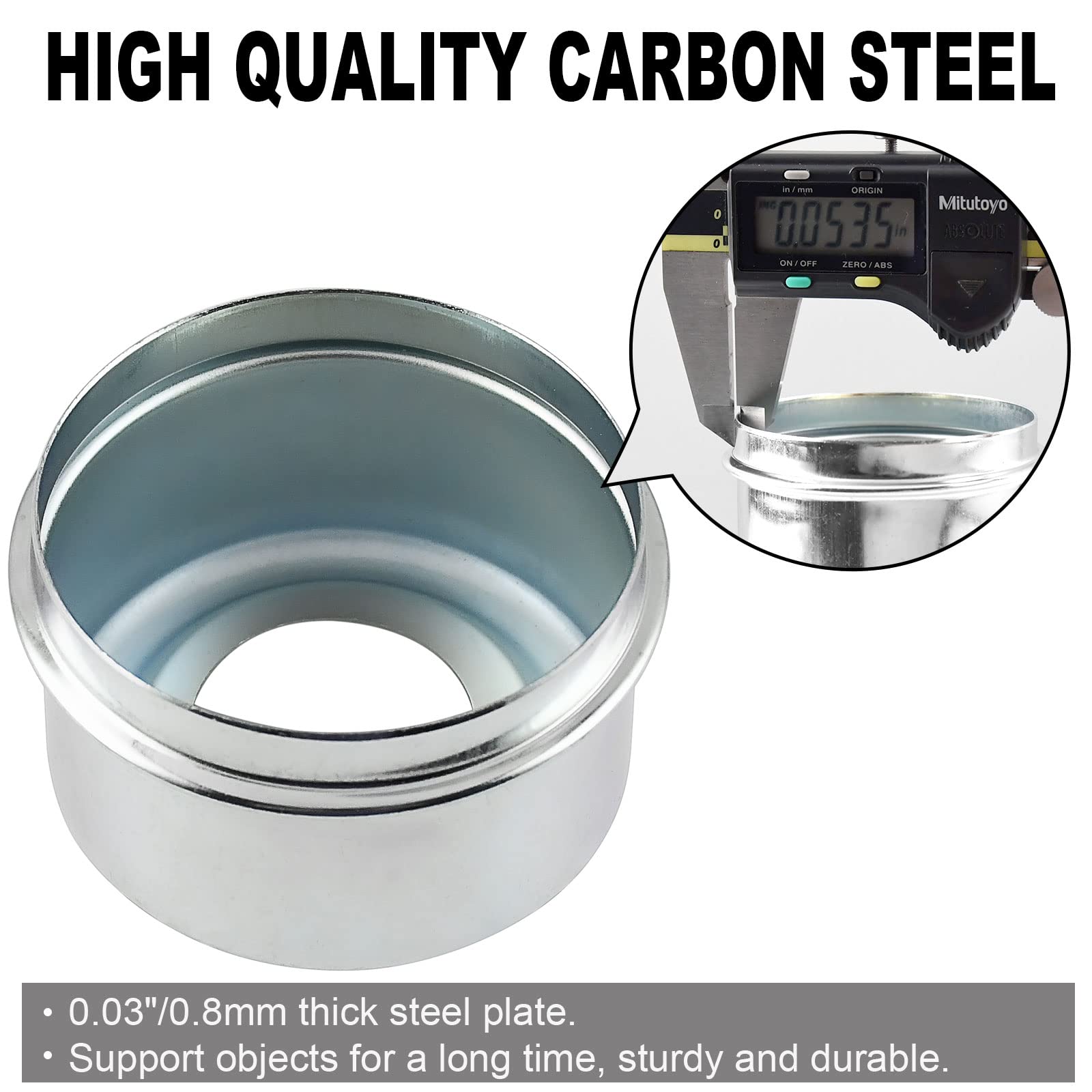 JADODE Trailer Bearing Dust Cap 2.44 in Trailer Axle Dust Cap with 8 Rubber Plugs Heavy Duty Grease Covers Bolt Metal Trailer Hub Dust Caps for Most 5200-6000lbs Trailer Dexter Trailer Camper RV