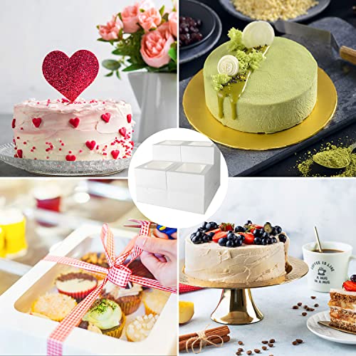 ZENOWICK Cake Boxes Set (50 Pcs, 25 Boxes & 25 Boards) White 10x10x5 Inches Tall Cake Boxes with Window,Boxes with Round Cake Boards for Christmas, Birthday Party, Valentine's Day,Pastries, Cookies