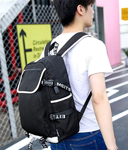 WANHONGYUE Attack on Titan Anime Cosplay Schoolbag Rucksack 15.6" Laptop Backpack with USB Charging Port Black / 2