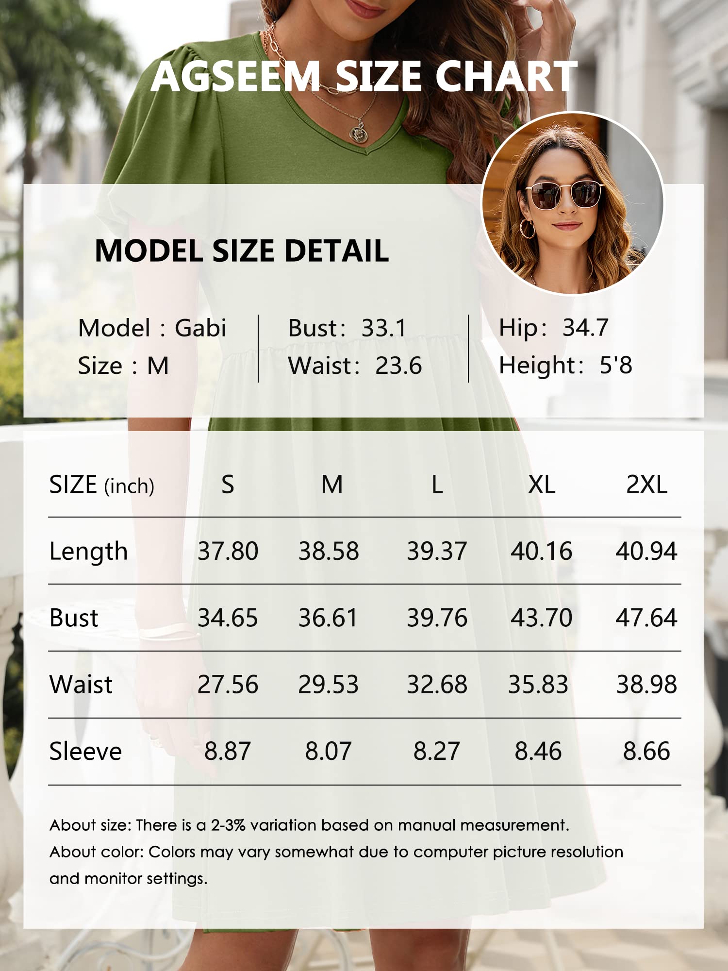 V Neck Womens Dresses Spring Casual Knee Length Summer Army Green Dress XL
