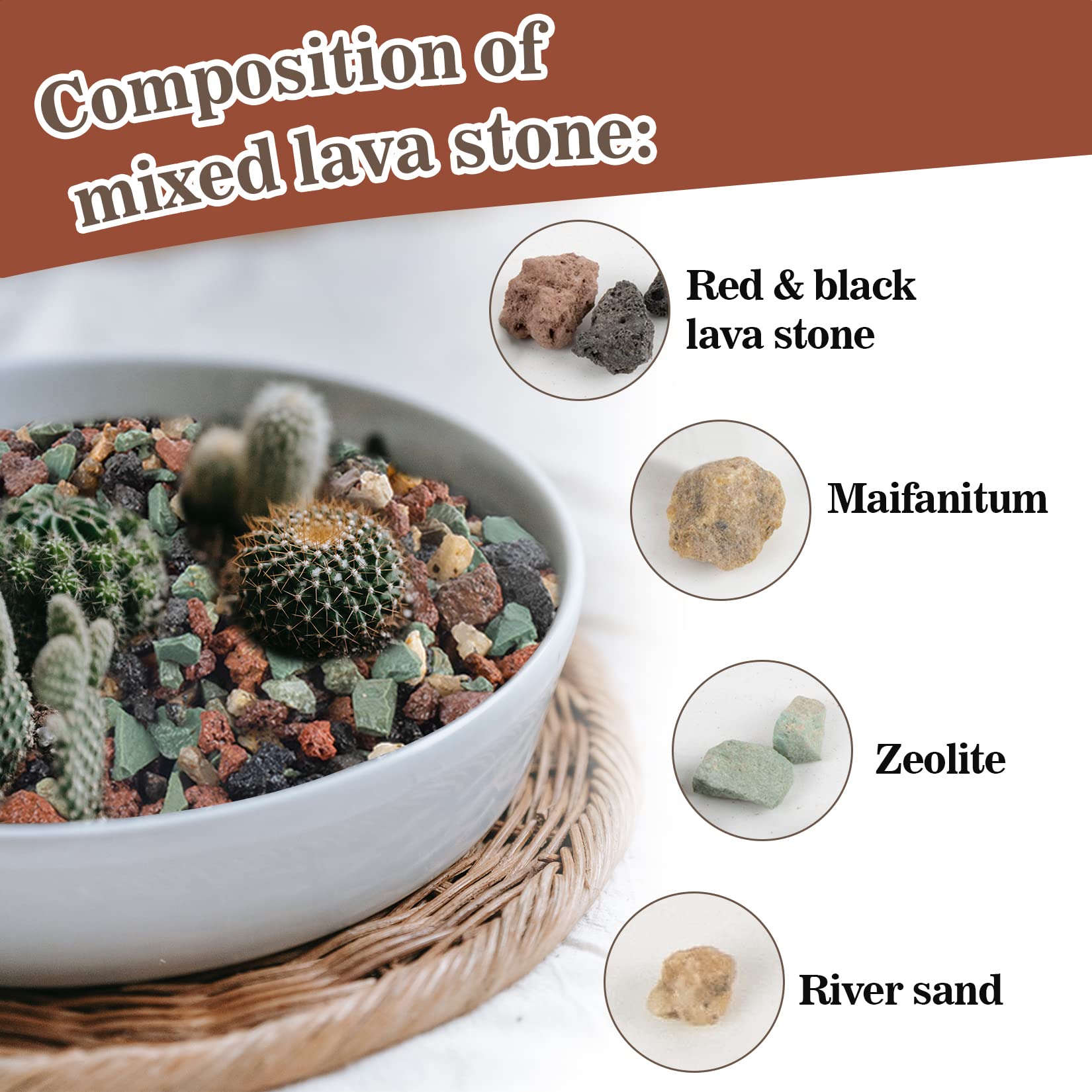 Sukh 300G Horticultural Succulent Soil Mix - Succulent Rocks Bonsai Mix Succulent Potting Mix Lava Rocks Cactus Soil Potting Mix Amendment.